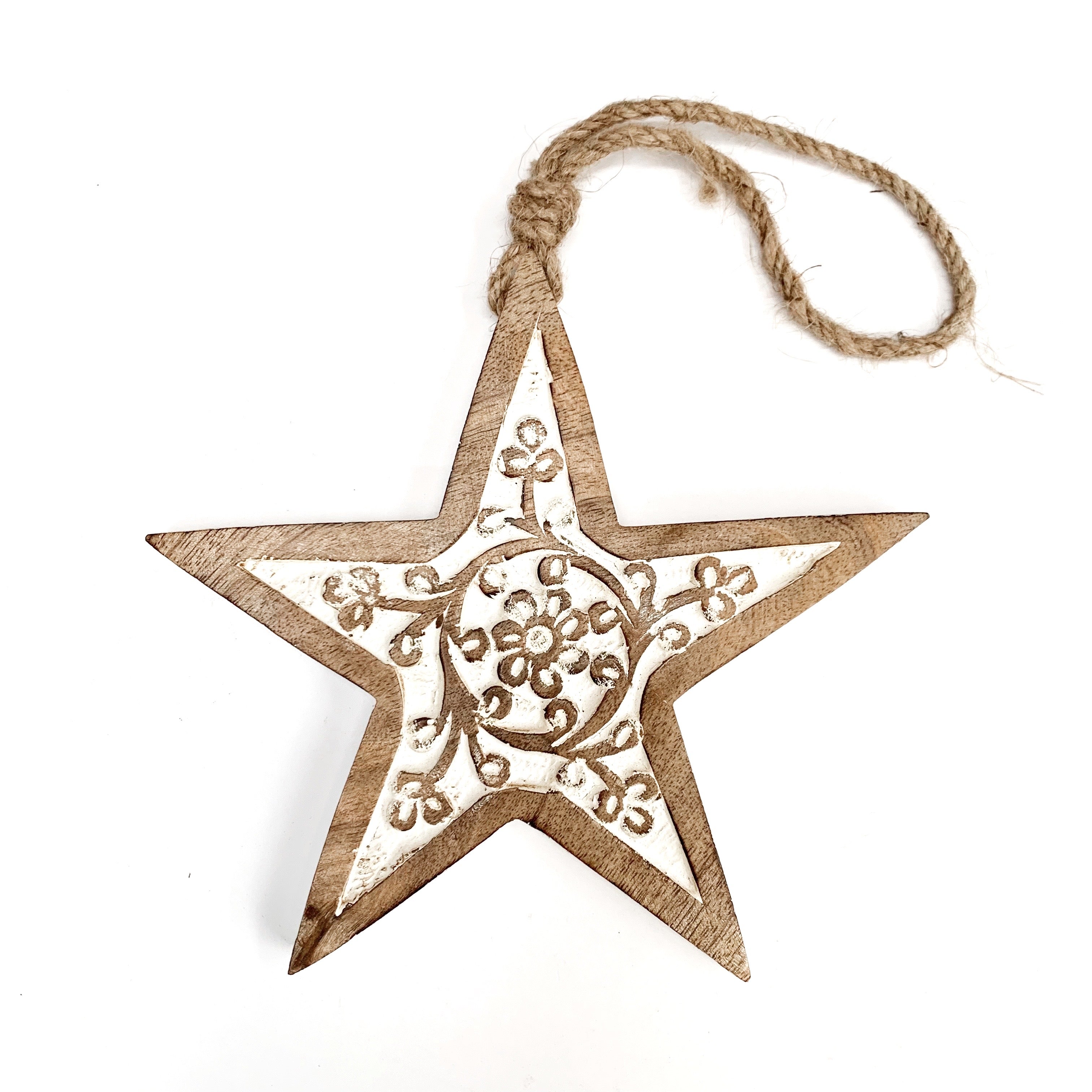 WOODEN STAR HANGING 19x17cm (FROM STRING) – Mandala Traders Pty Ltd