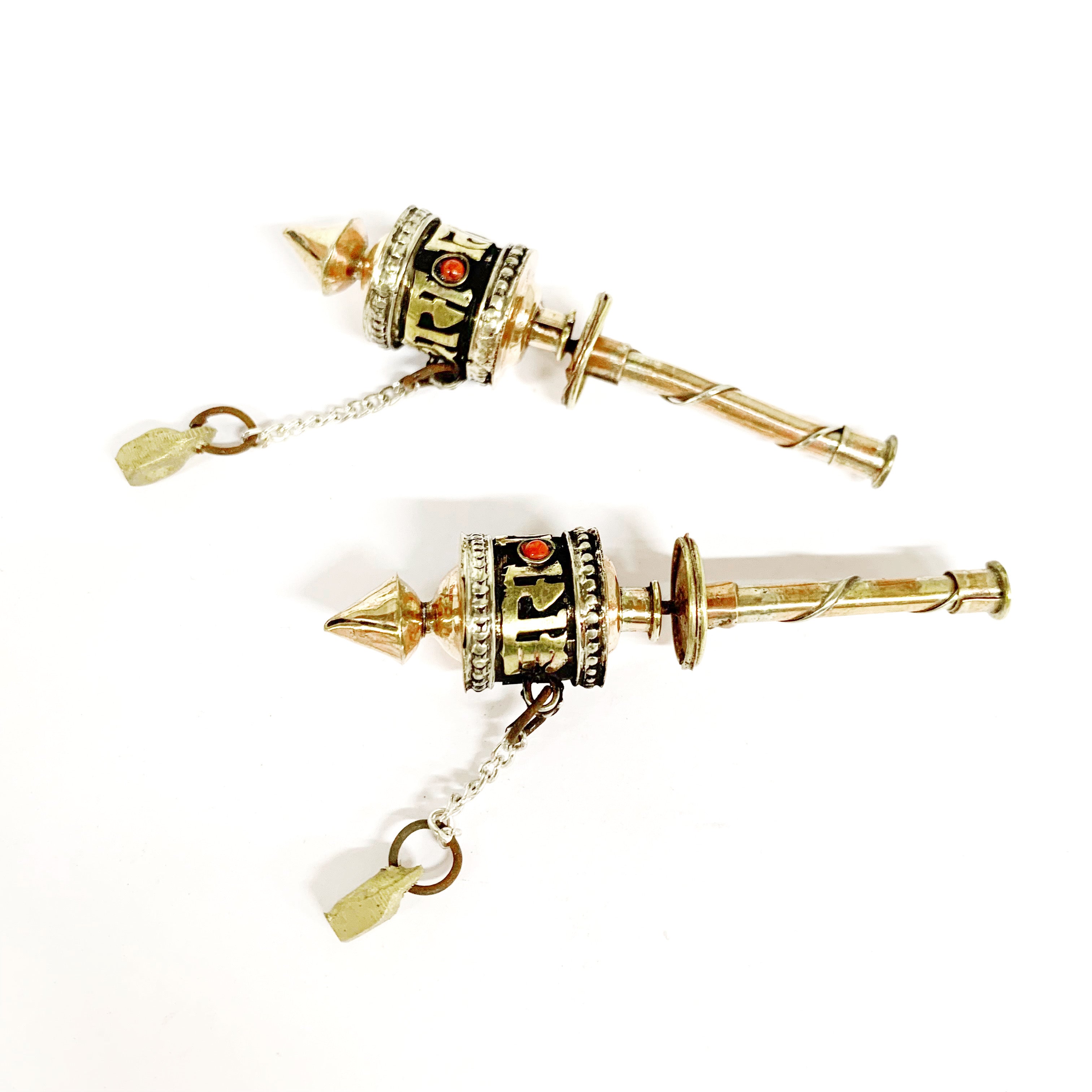 Brass & copper Mini Om Mane Padme Hum Tibetan Prayer Wheel 7.5x2CM ...