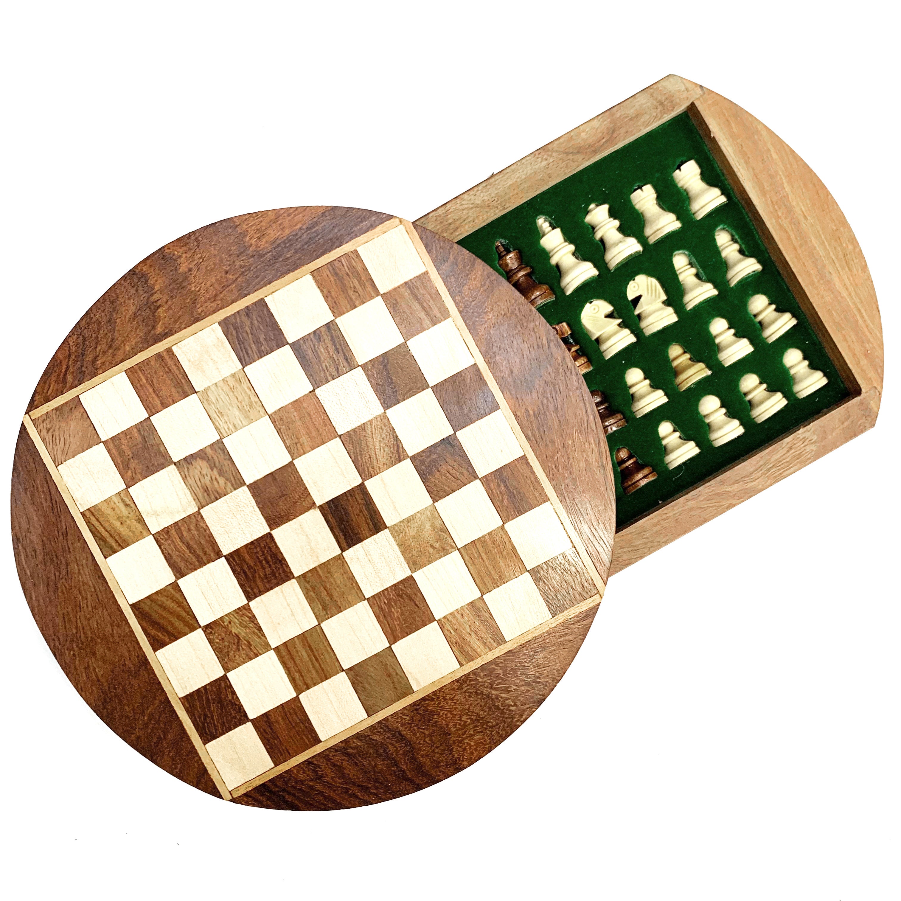WOODEN ROUND CHESS BOX 23CM – Mandala Traders Pty Ltd