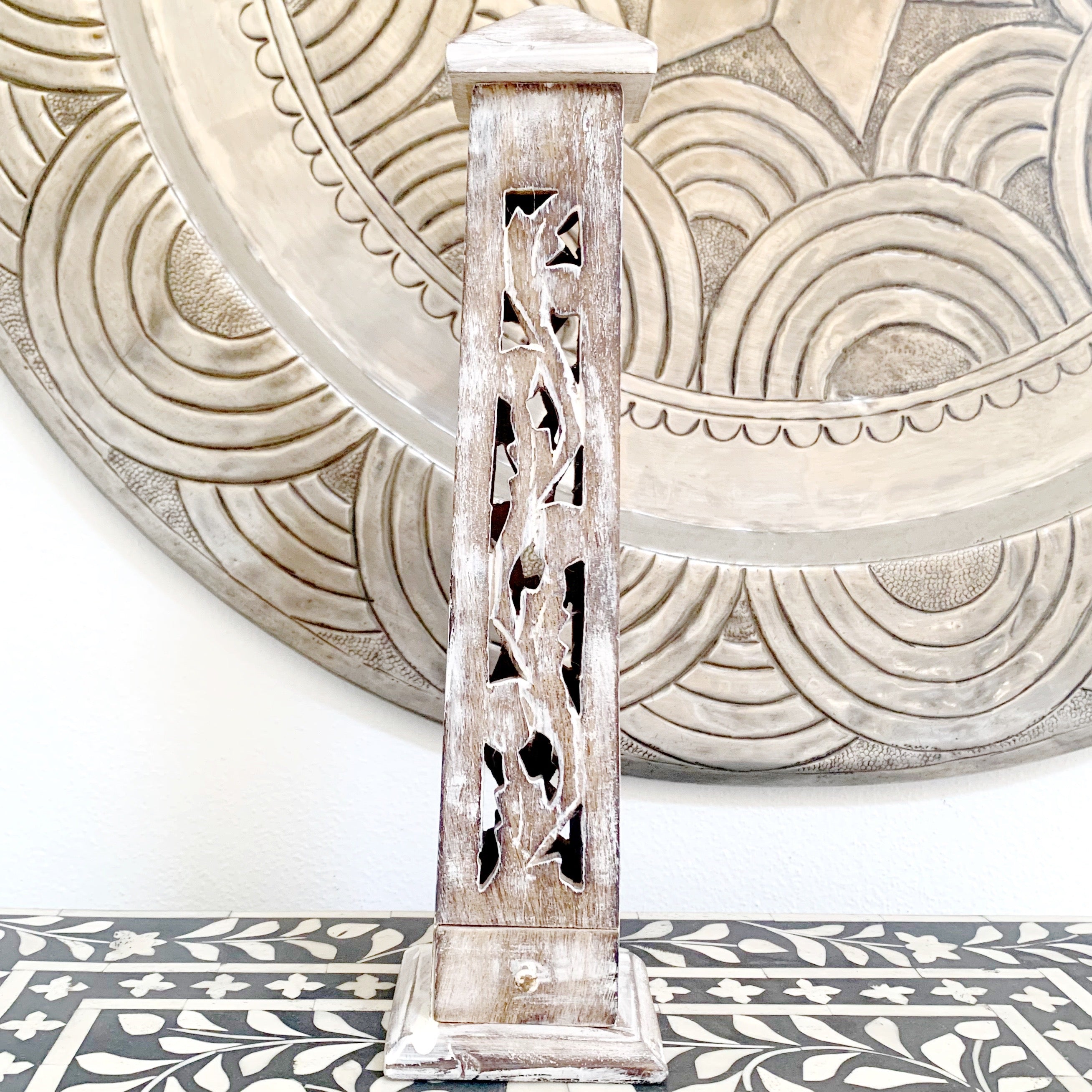 WOODEN INCENSE BURNER TOWER WITH ASH COLLECTION DRAWER – Mandala ...