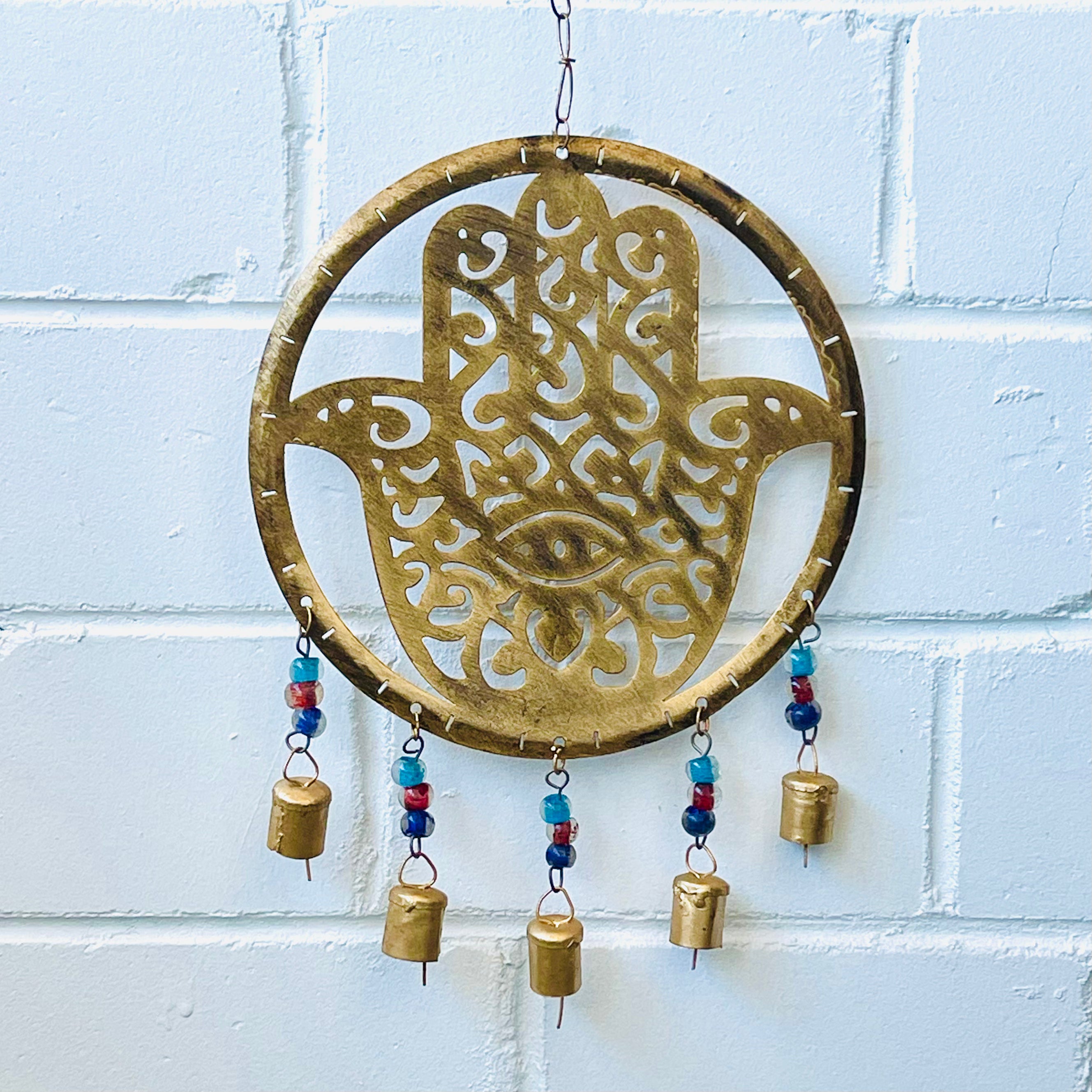 IRON HAMSA BELL HANGING – Mandala Traders Pty Ltd